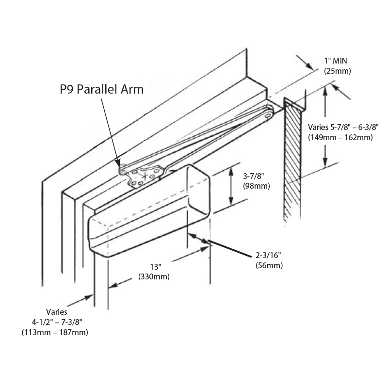 Sargent 351-P9-DA-TB Powerglide Surface Door Closer, Delayed Action, T